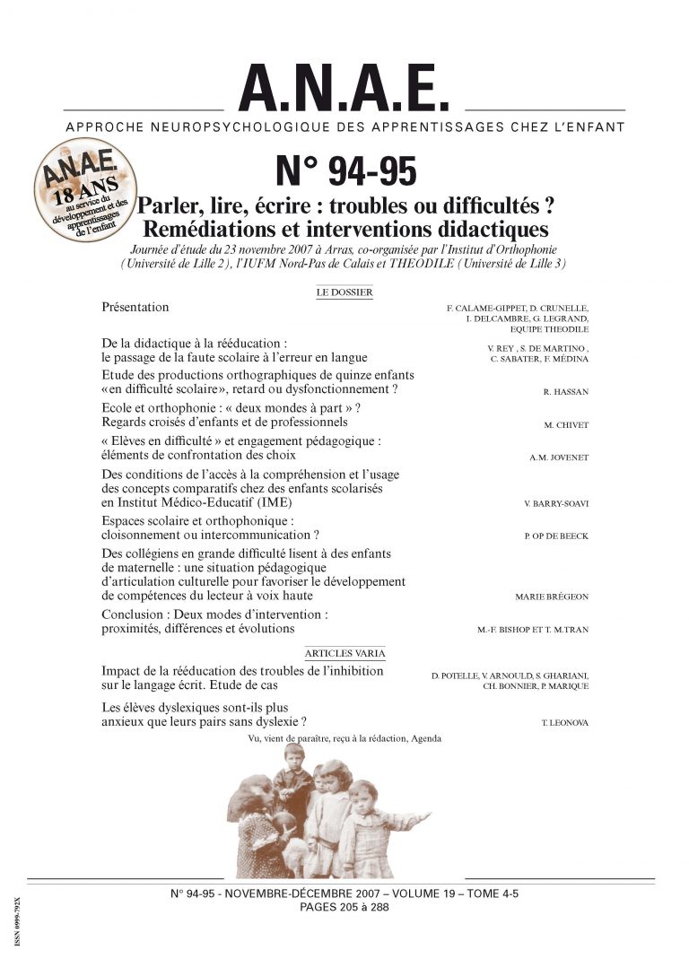 ANAE N° 150 – QUELLE SCOLARISATION POUR LES ÉLÈVES AUTISTES ? VERS L ...